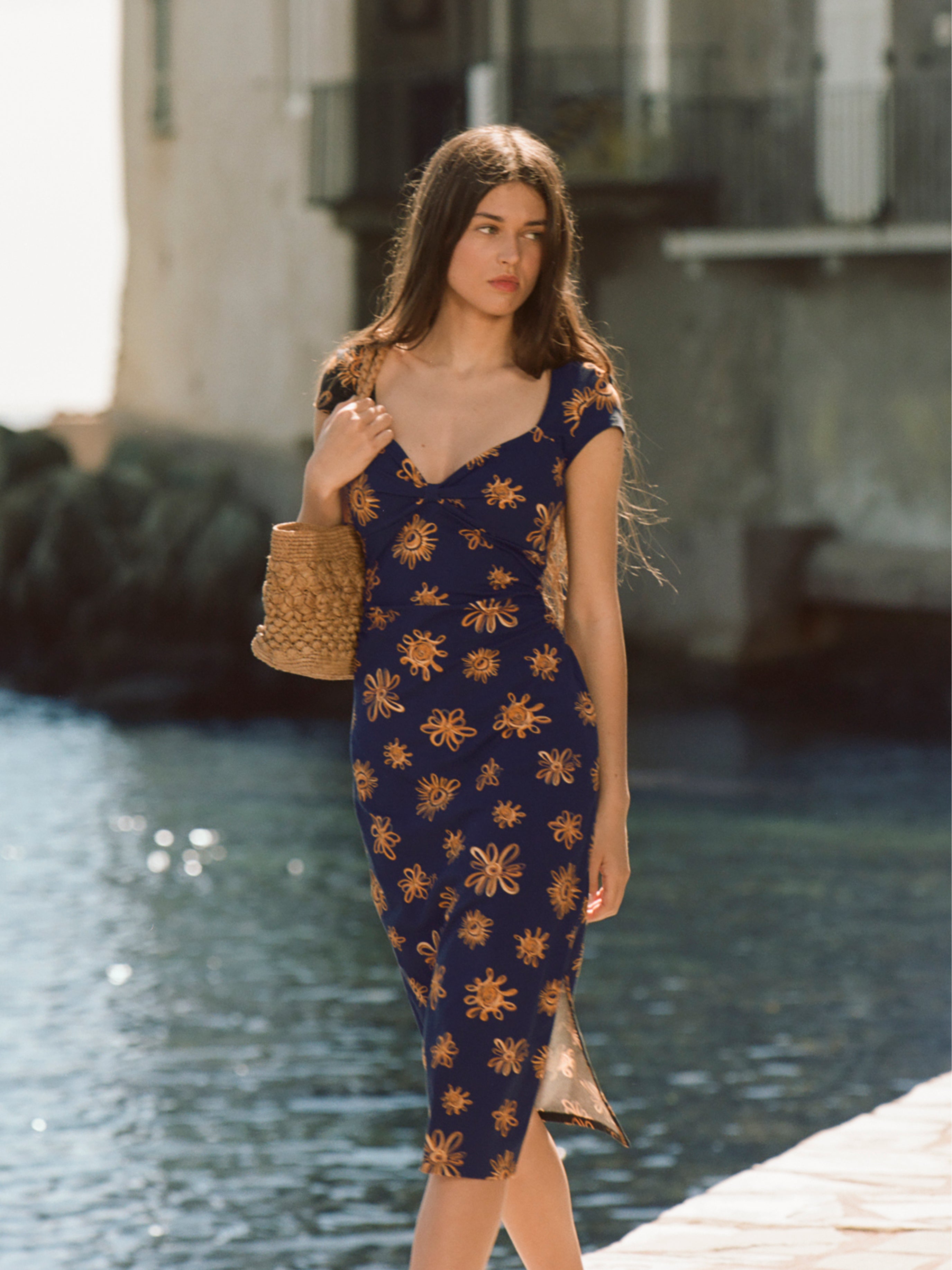 Robe longue en jersey imprimé | Rouje