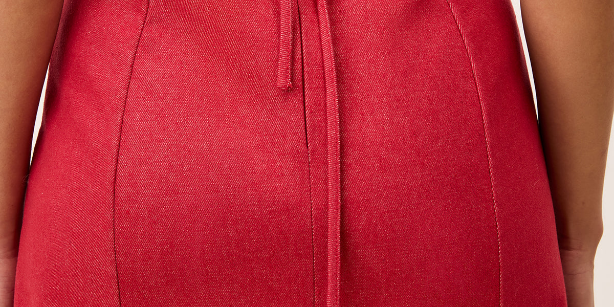 Robe courte sans manches en denim rouge – Alberta | Rouje