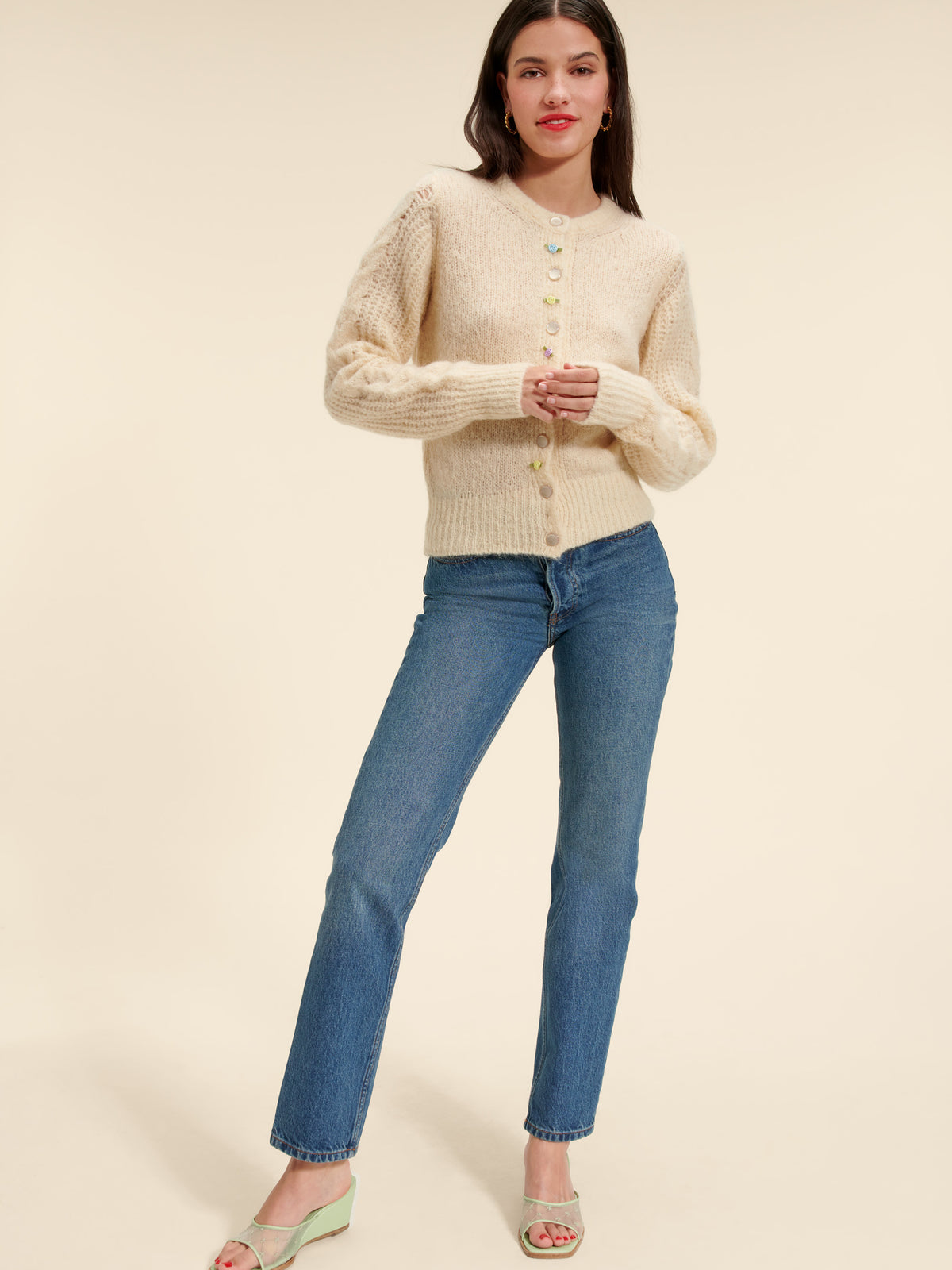 Cardigan with long puffy sleeves | Rouje