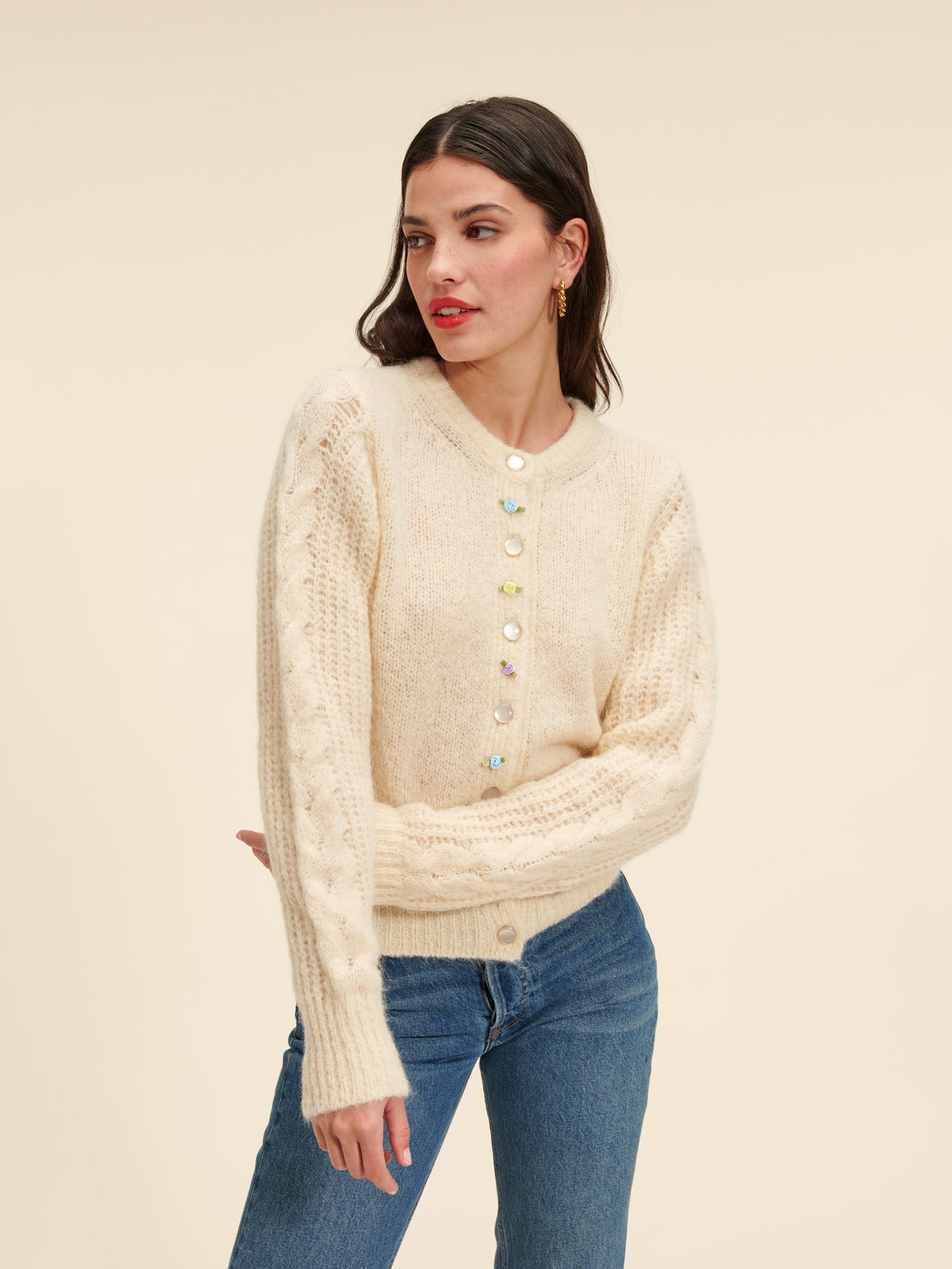 Cardigan with long puffy sleeves | Rouje