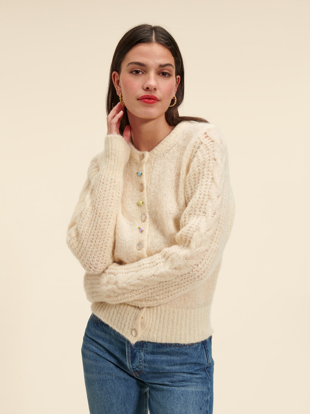 Cardigan with long puffy sleeves | Rouje
