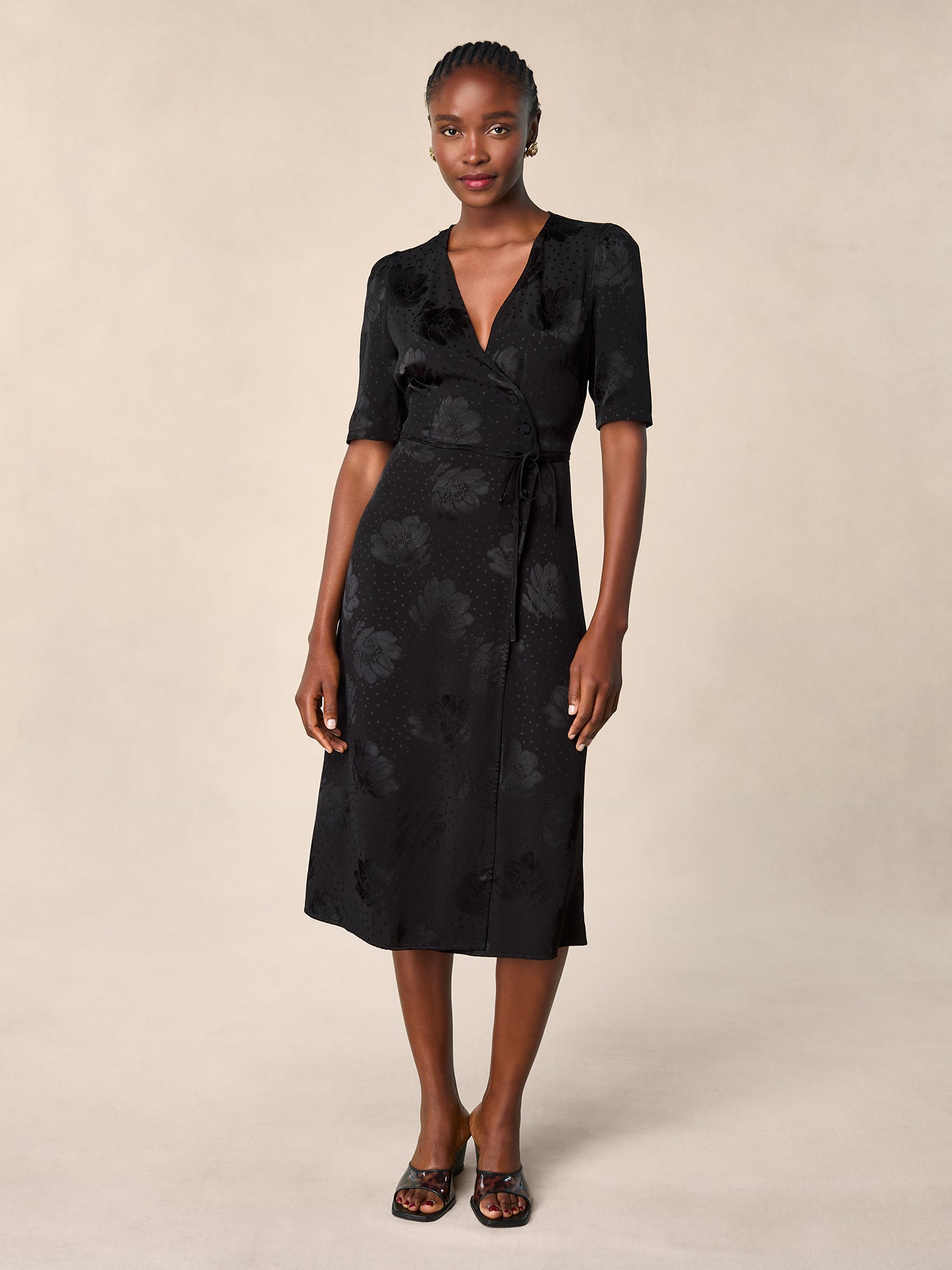 Mid-length jacquard wrap dress | Rouje