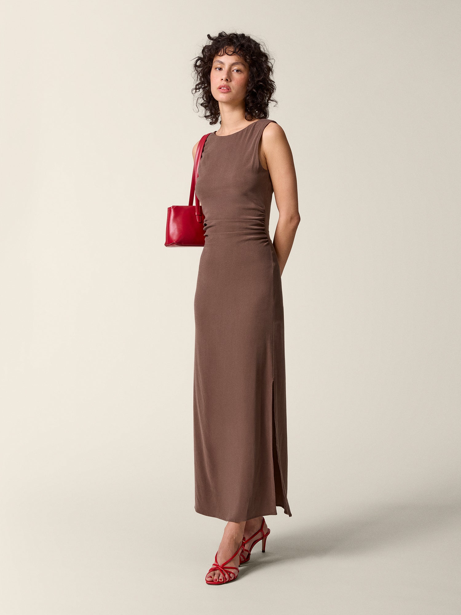 Robe longue fluide à fronces | Rouje