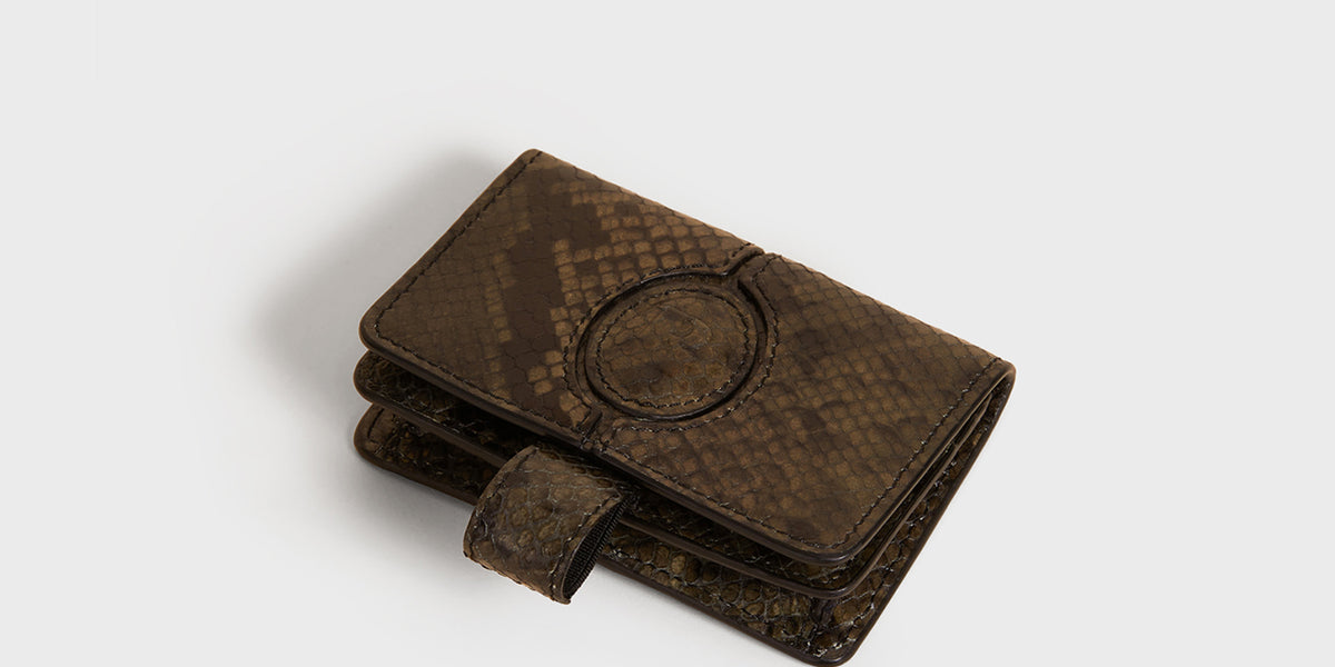 Khaki python-like leather wallet | Rouje
