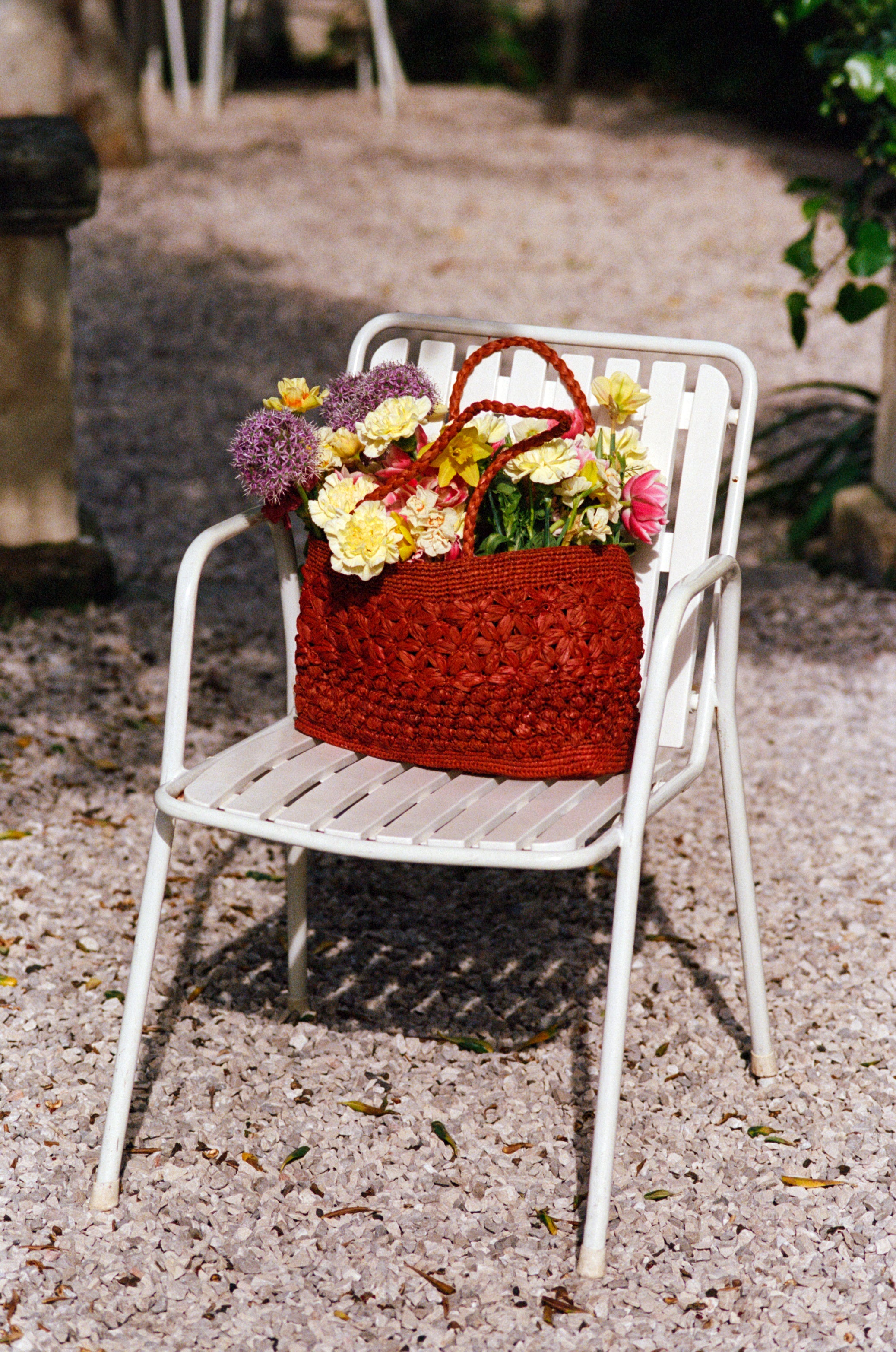 Panier en raphia uni rouille | Rouje