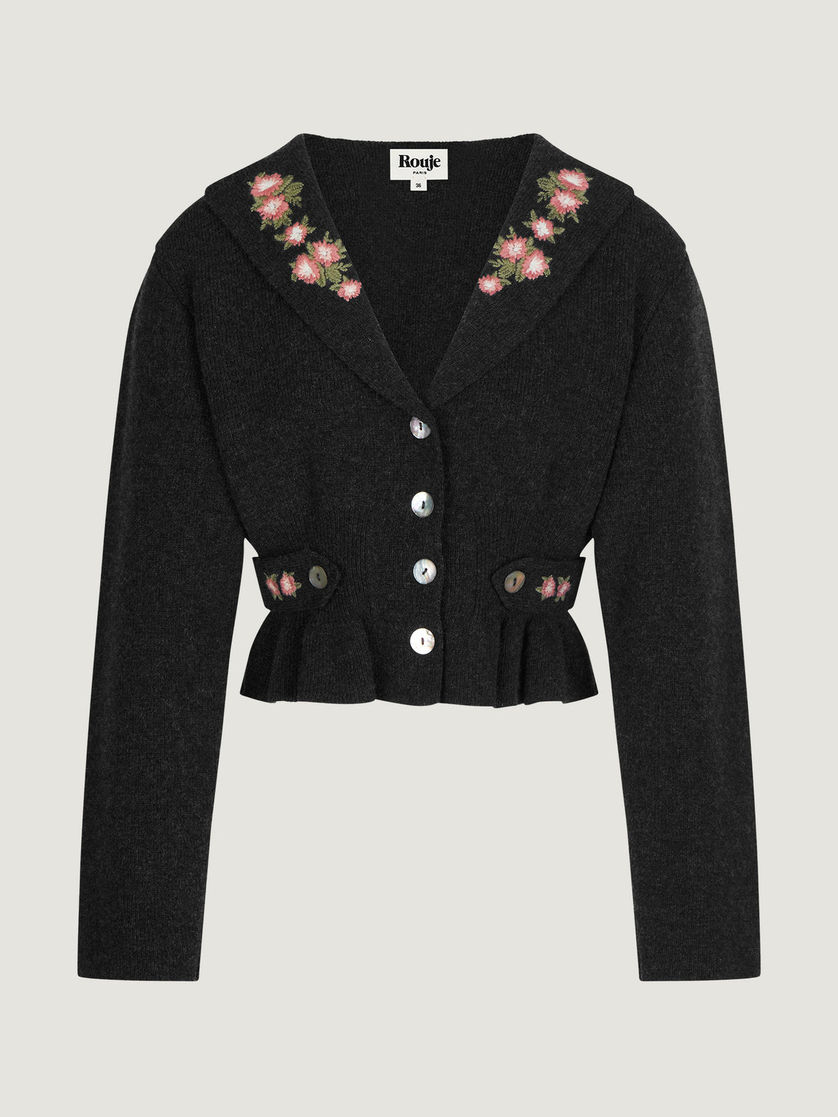 Short cardigan in embroidered wool | Rouje