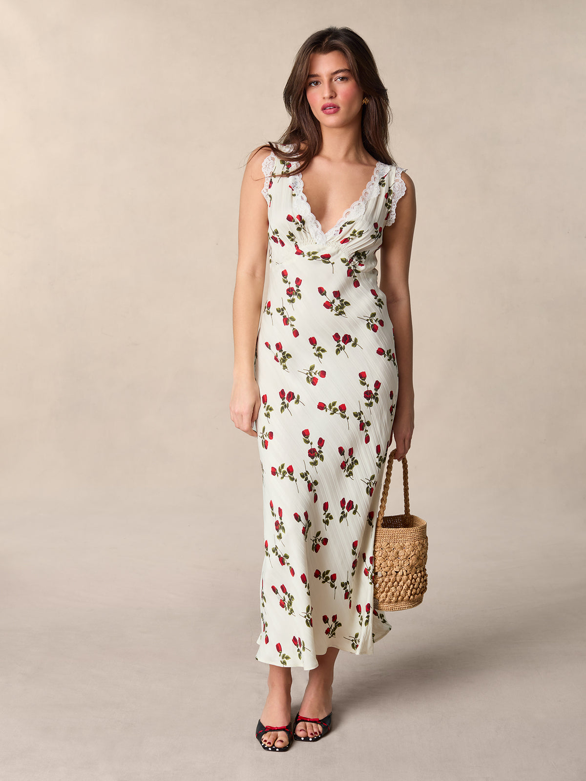 Printed jacquard midi dress | Rouje