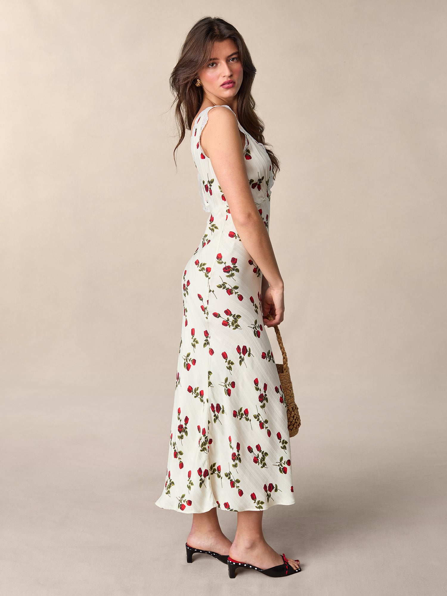 Robe midi en jacquard imprimé | Rouje