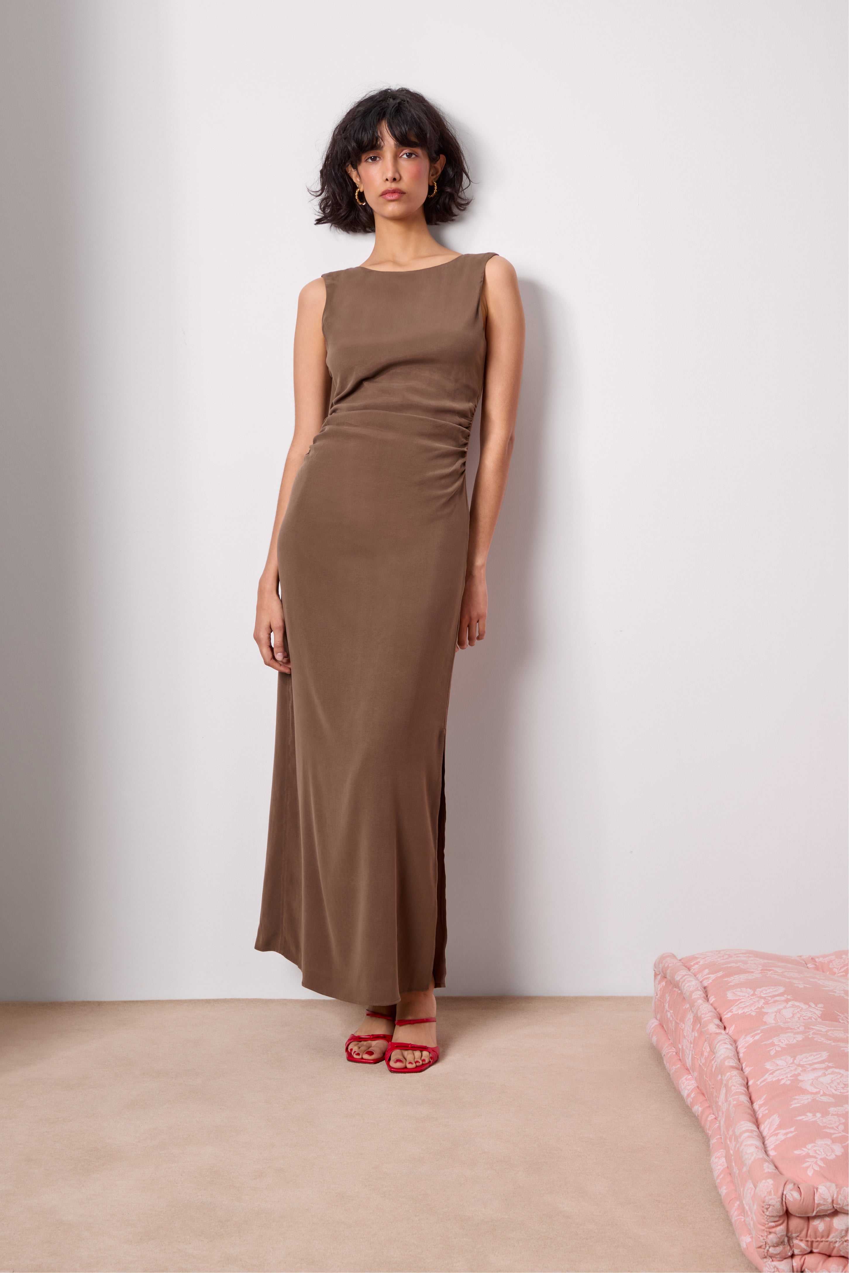 Robe longue fluide à fronces | Rouje