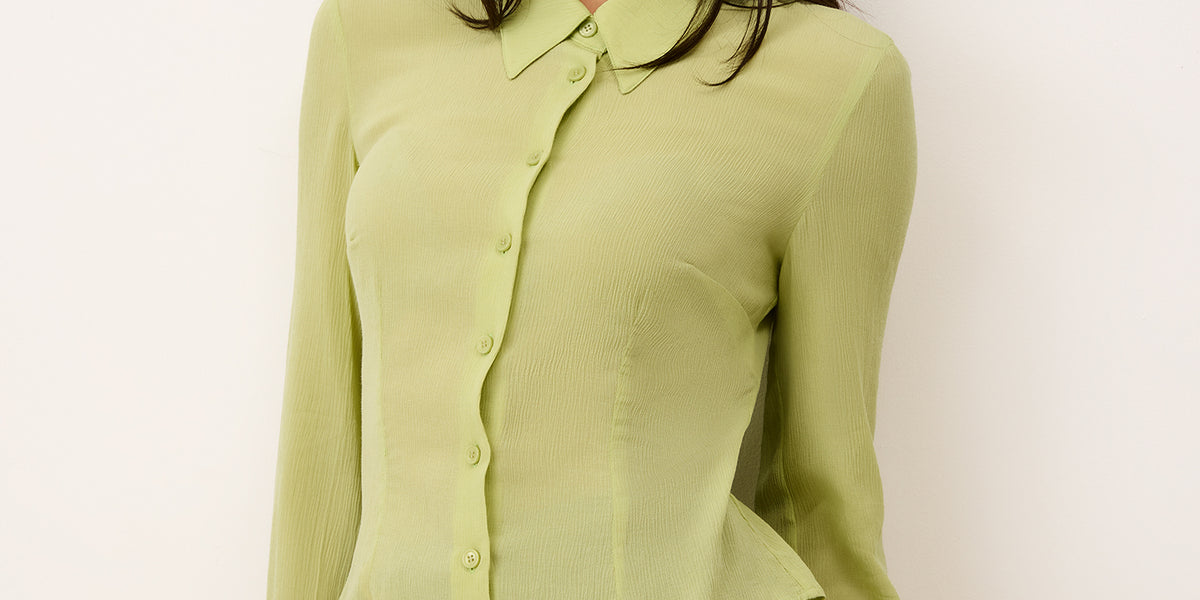 Palmyra shirt in green crinkle mousseline | Rouje