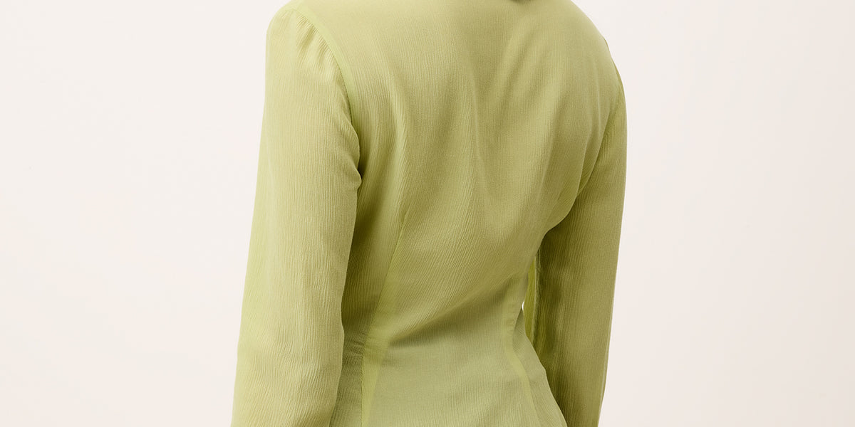 Palmyra shirt in green crinkle mousseline | Rouje