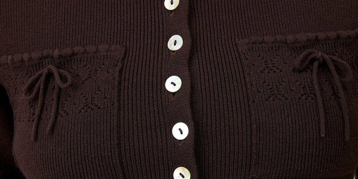 Coffee short cardigan with pockets – Livio | Rouje