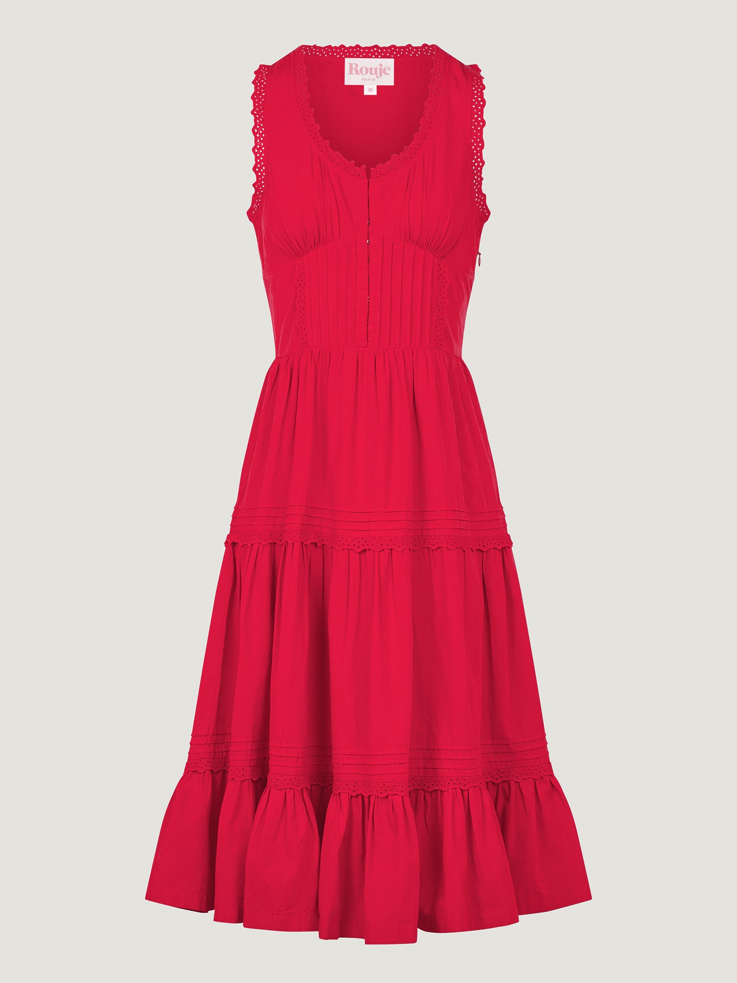 Corset-effect midi dress with English embroidery | Rouje