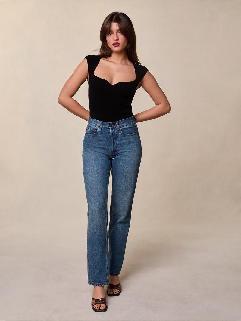 Original blue straight jeans with vintage cut | Rouje