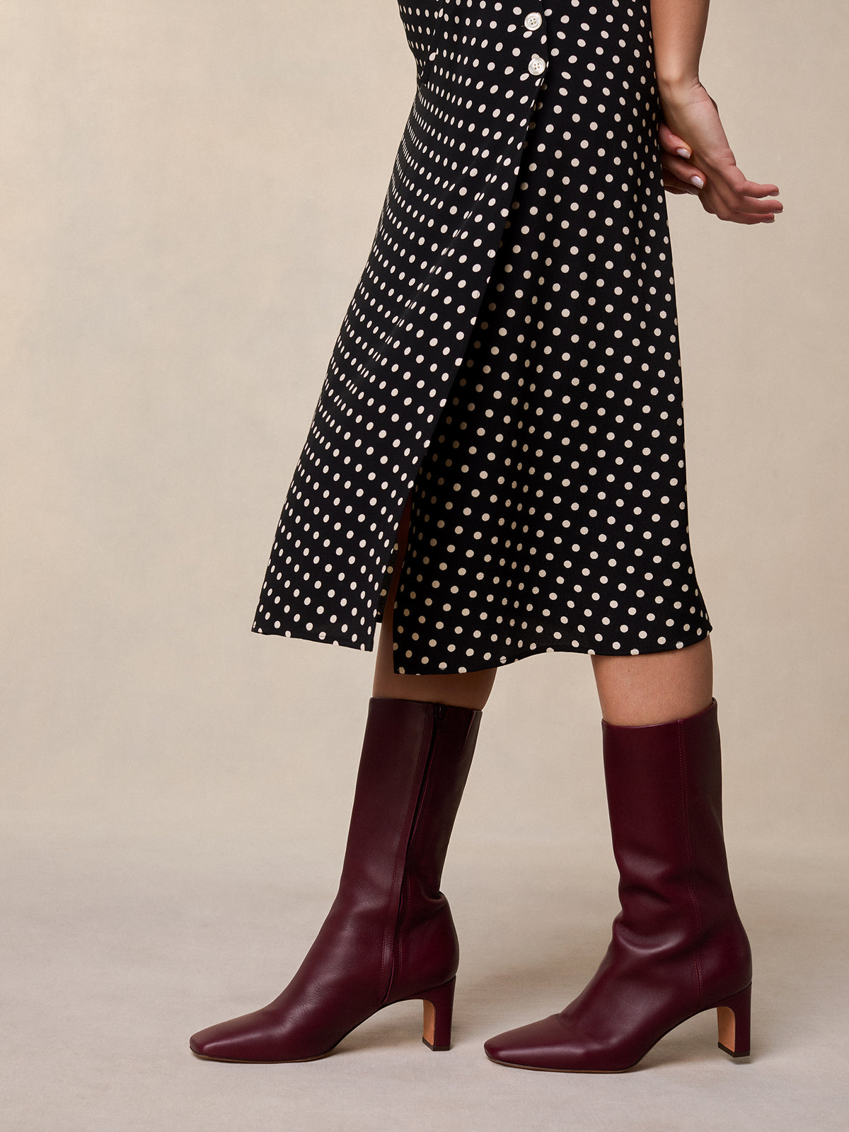 Burgundy boots in smooth leather | Rouje