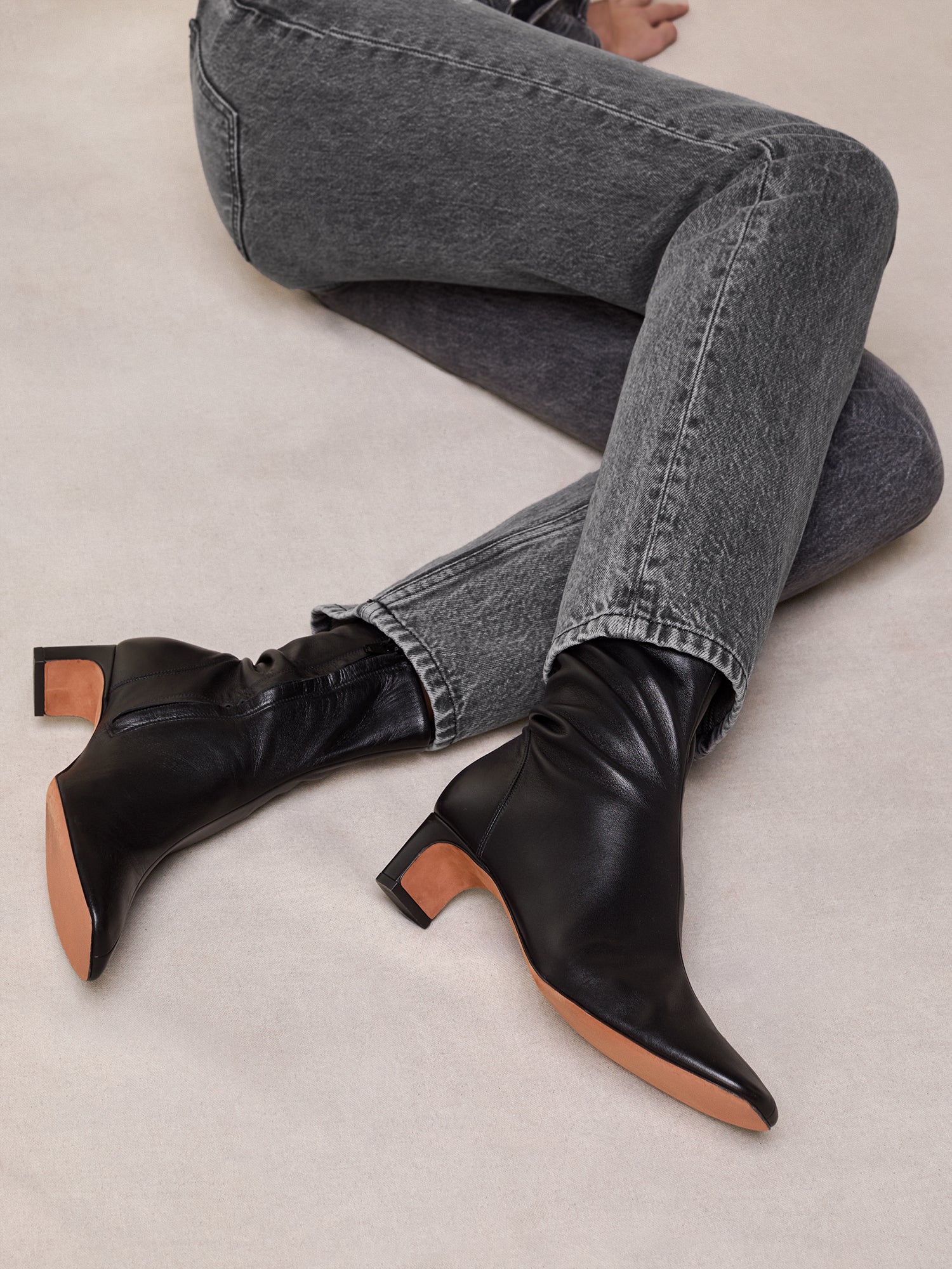 Black leather ankle boots | Rouje