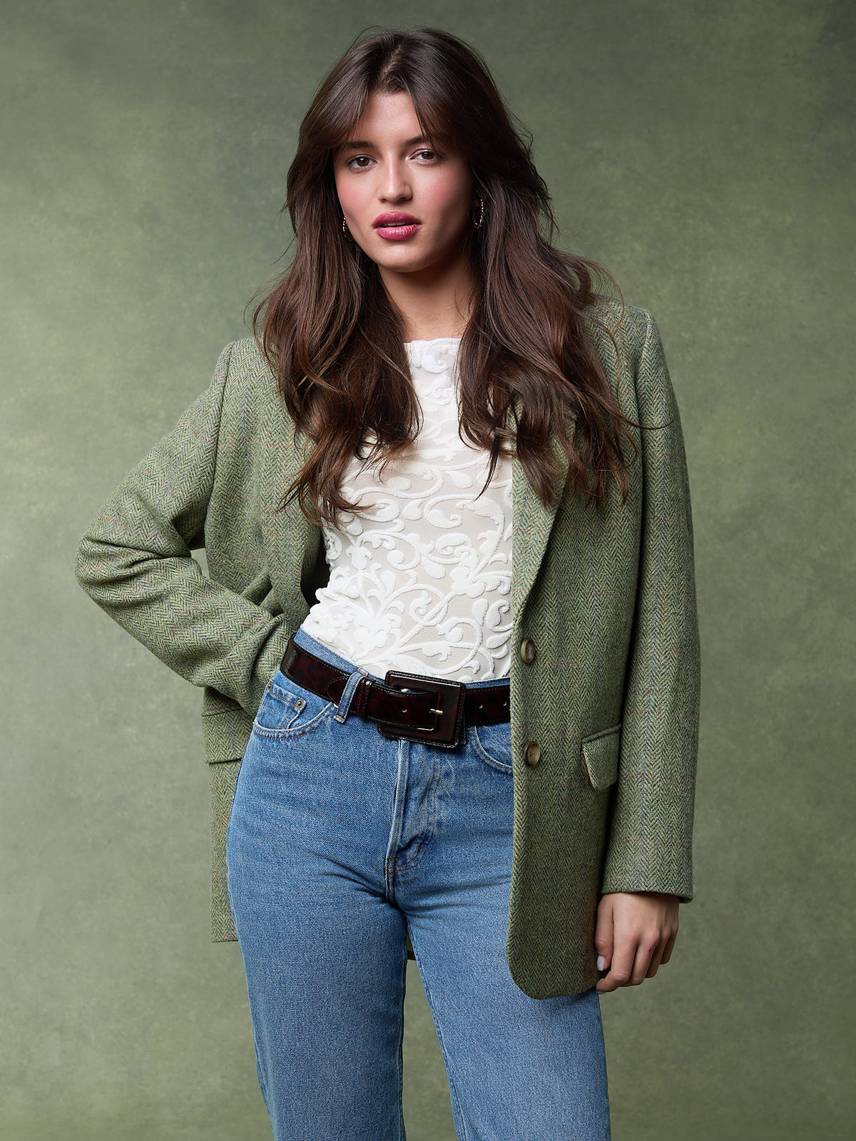 Oversize green woolen jacket | Rouje