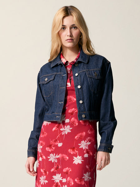 Short raw denim jacket | Rouje