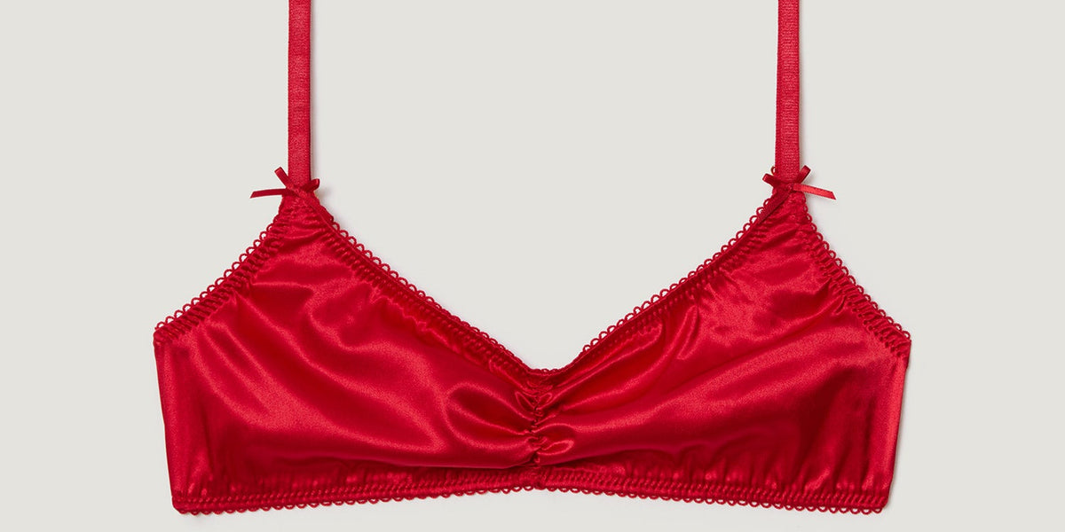 Soutien-gorge bandeau rouge en satin | Rouje