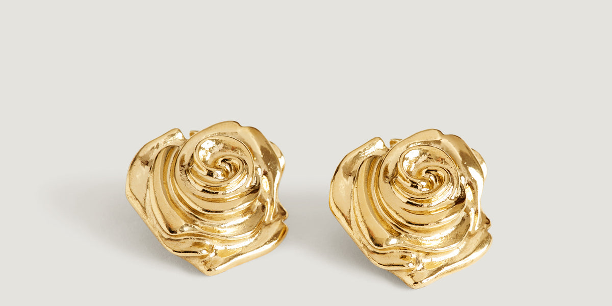 Boucle d'oreilles rose plaqué or | Rouje